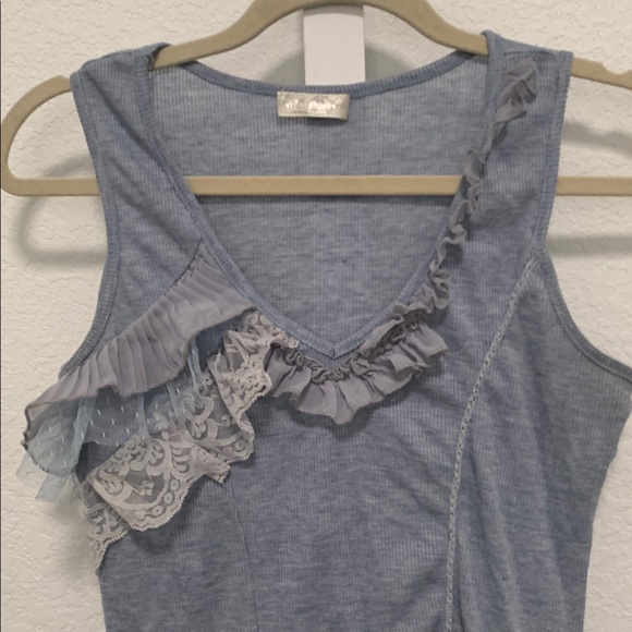 Vintage | Tops | Forla Paris Boho Blue Ruffle Details Ribbed Tank Top ...